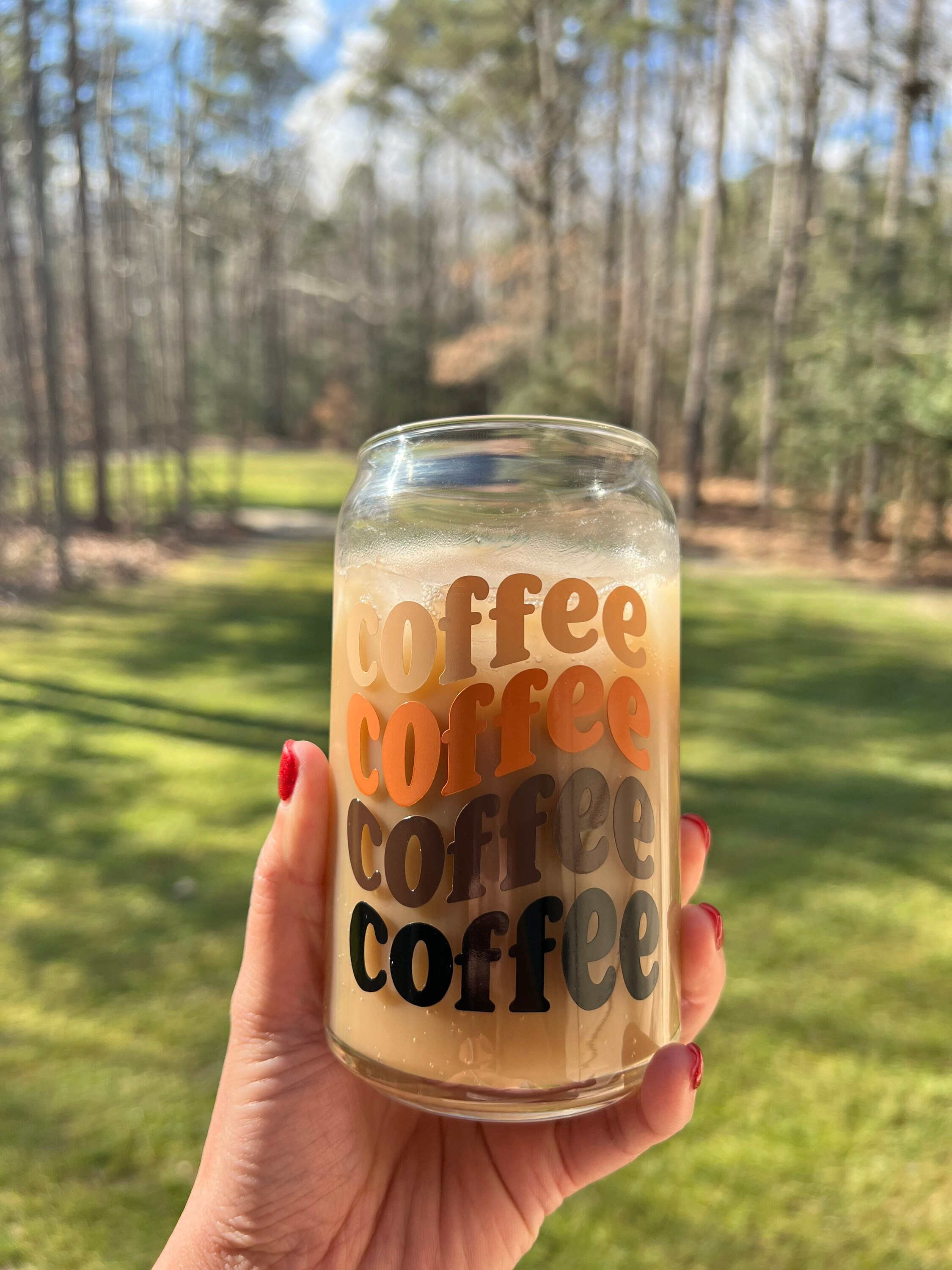 Coffee Design Glass Libby Coffee Glass Coffee Glass Gifts - Etsy