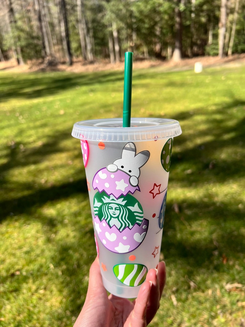 Easter Cup Easter Egg Starbucks Reusable Cold Cup Bunny Cup - Etsy