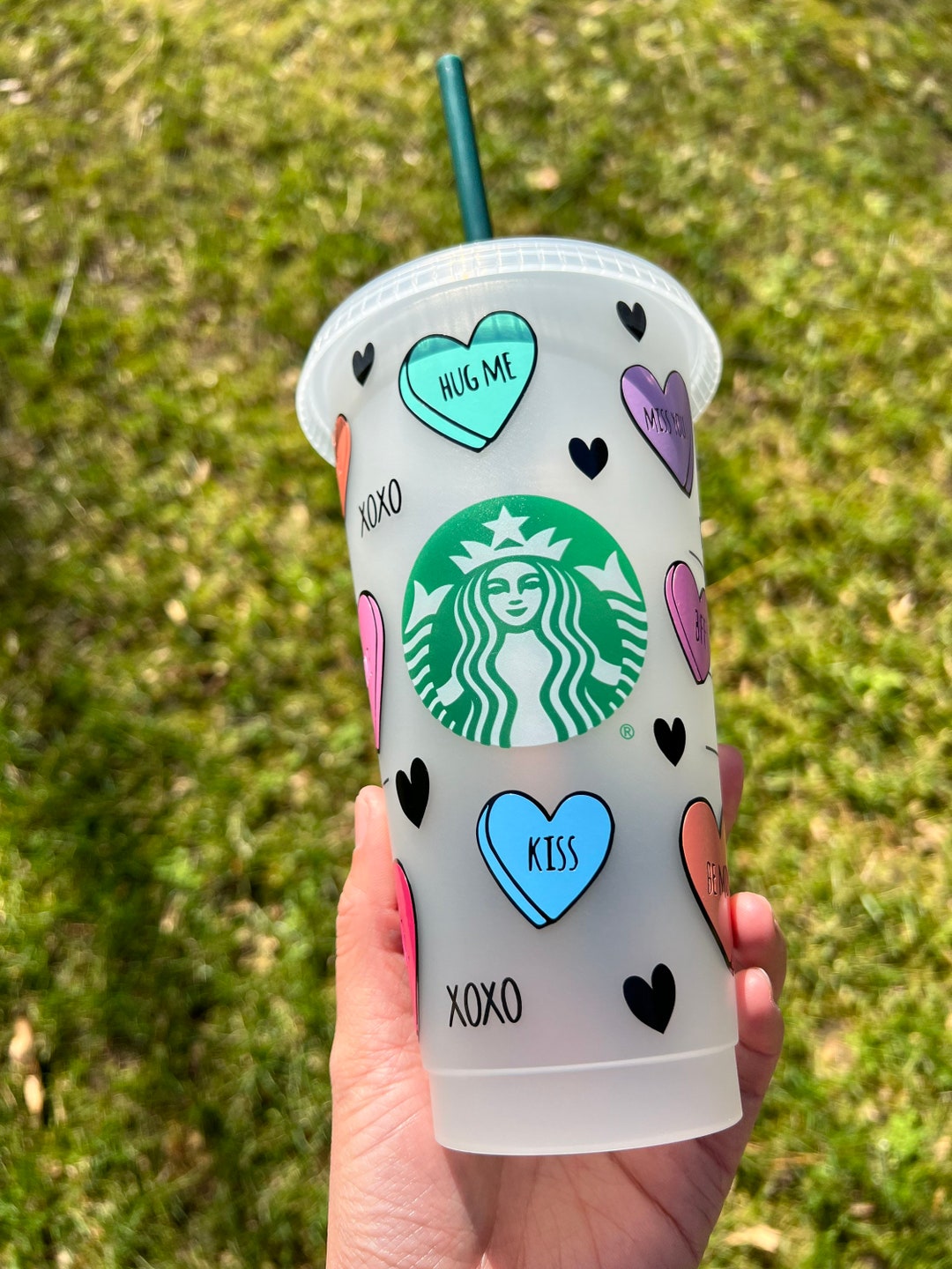Valentines Conversation Heart Candy Starbucks Reusable Cold Cup ...
