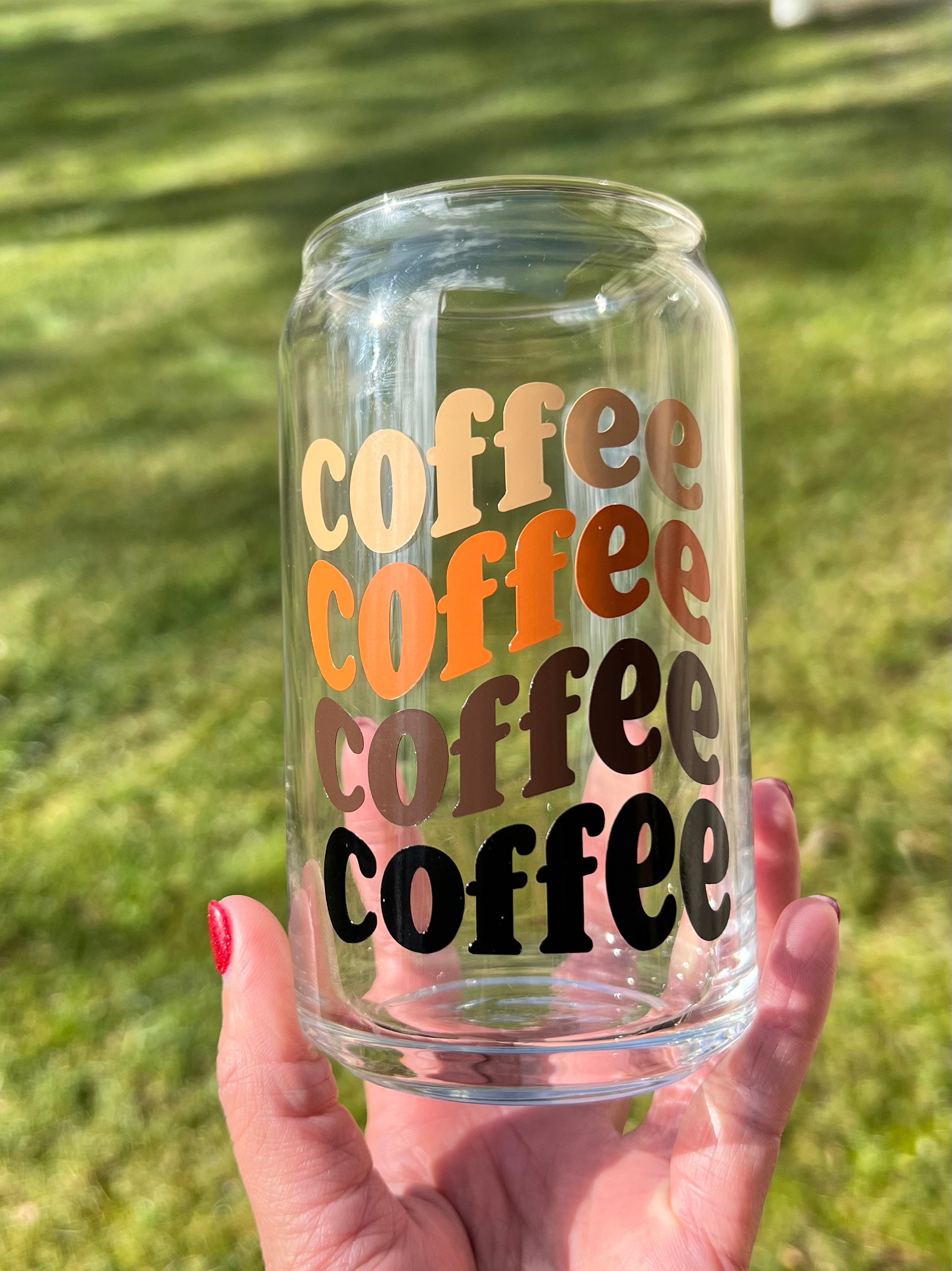 Coffee Design Glass Libby Coffee Glass Coffee Glass Gifts - Etsy