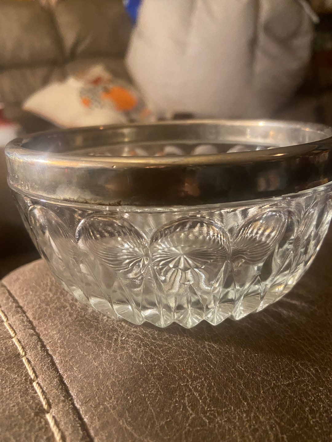 Beautiful Vintage Heavy Lead Crystal Bowl With a Silver Plated Rim - Etsy
