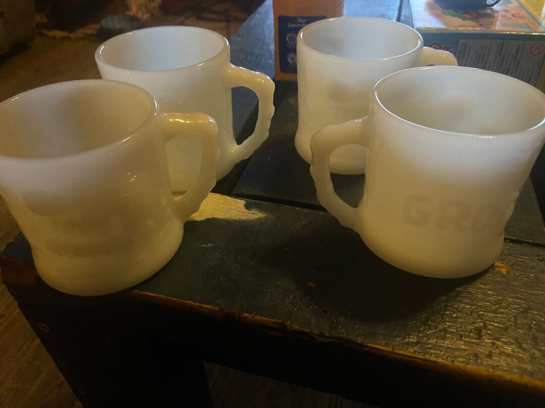 Fire King Milk Glass GROG MUG by BC Comics Johnny Hart Caveman Vintage ...