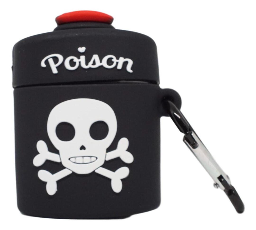 Black Skull and Bone Poison AirPod Case Cover With Keychain Holder for ...