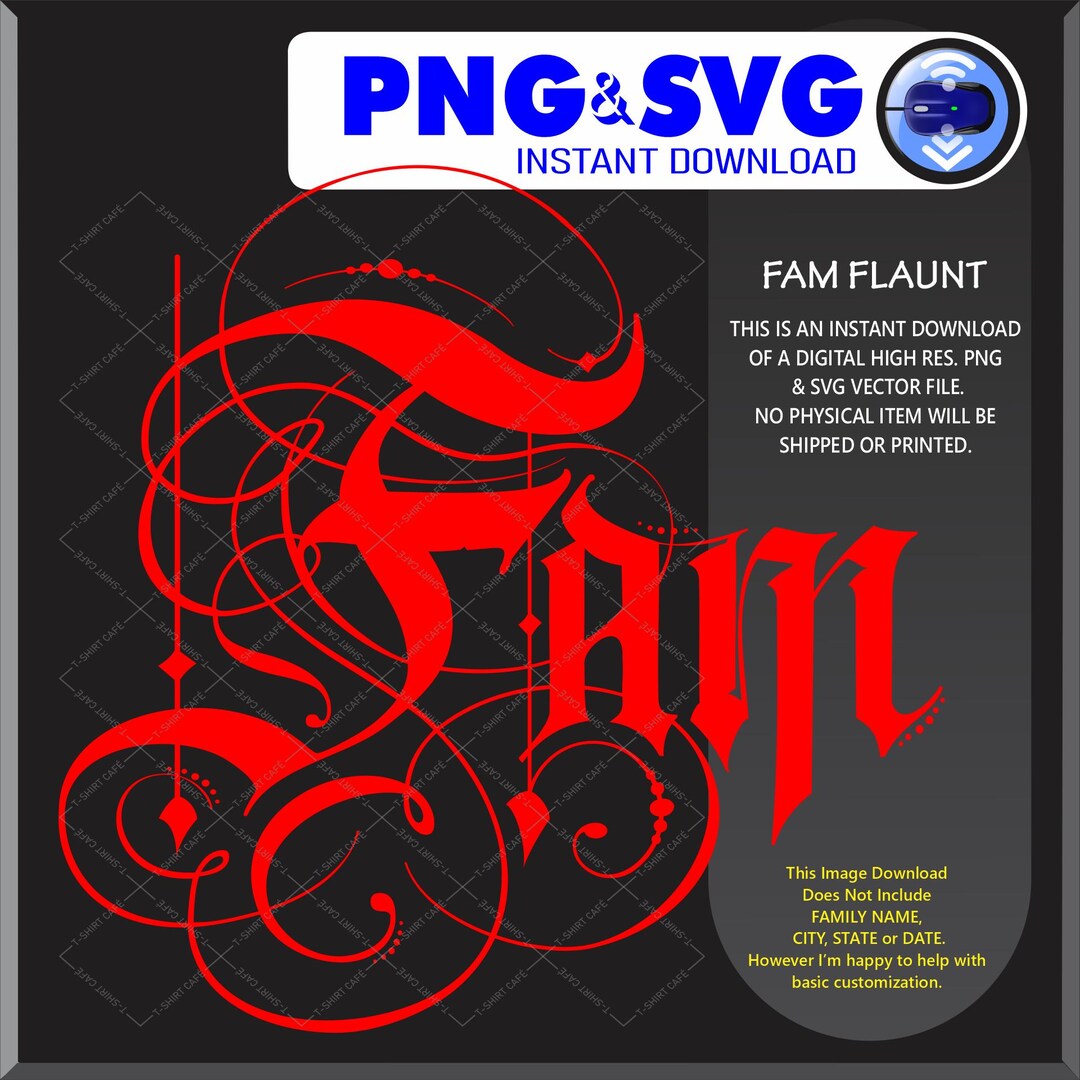 FAM Flaunt - PNG and SVG Instant Download and Link to the Personalize T ...