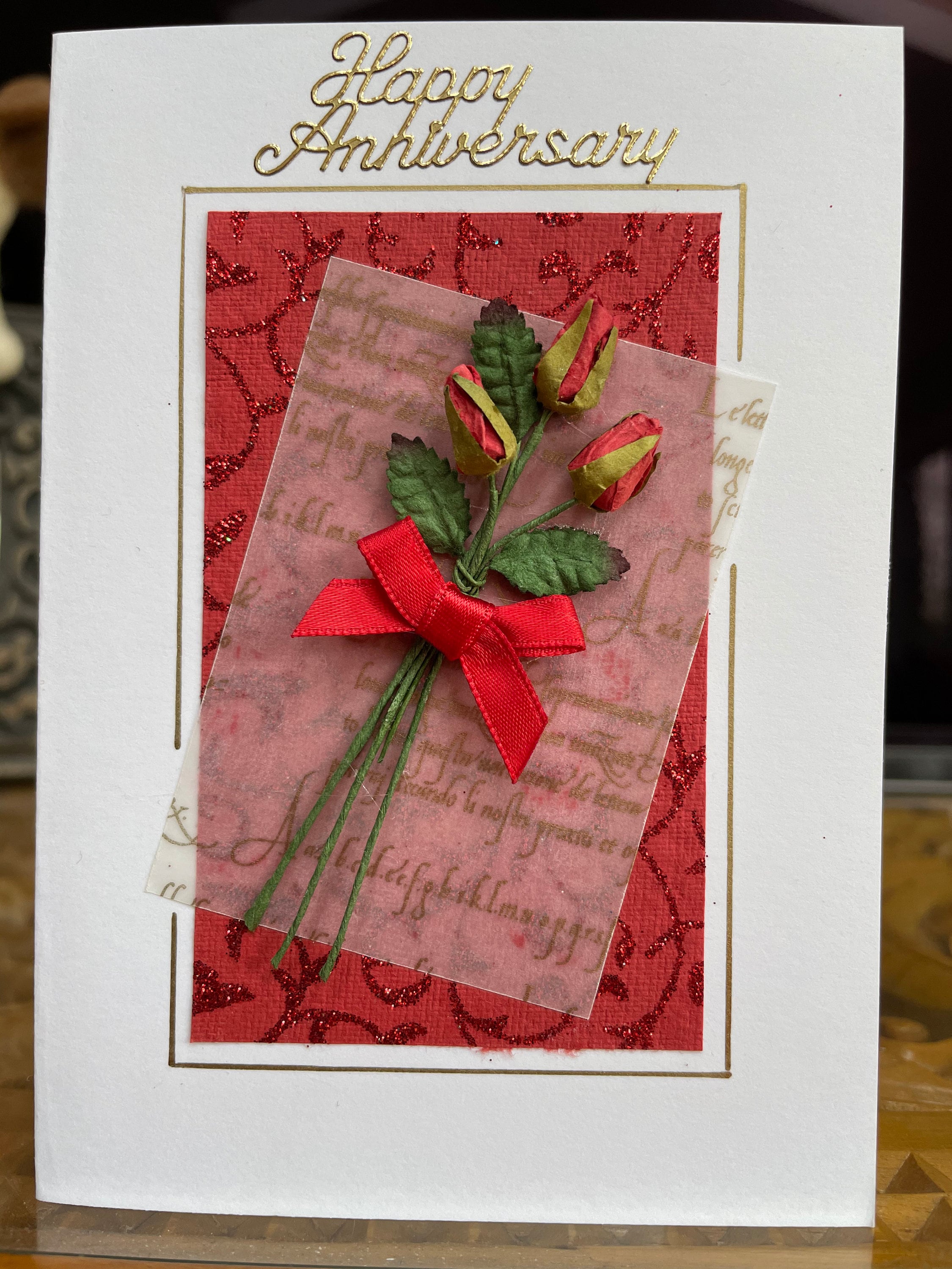 Happy Anniversary Red Rose Bouquet Card Handmade Card - Etsy