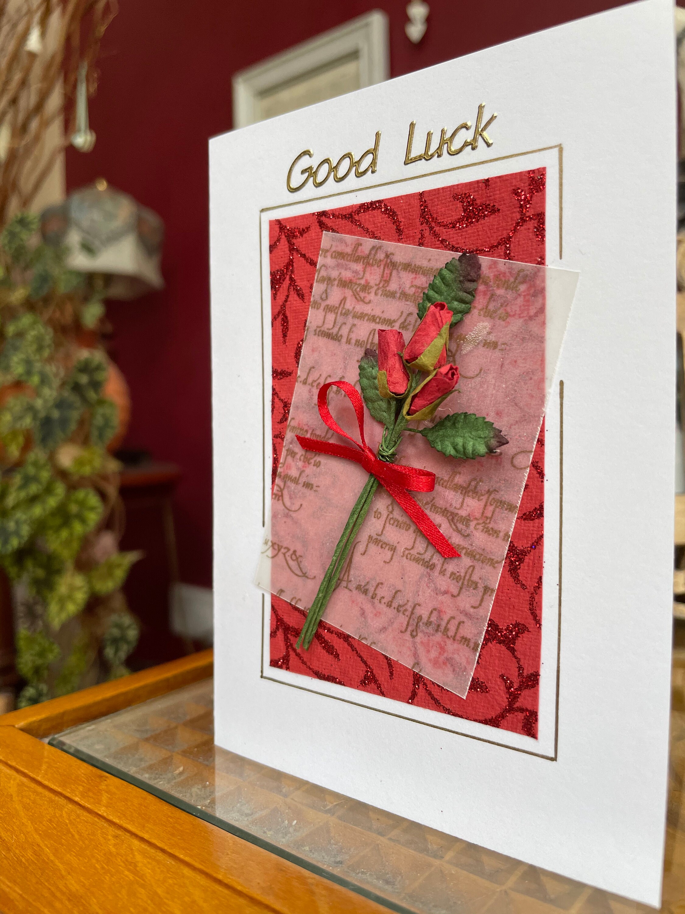 Good Luck Floral Bouquet Card Handmade Card - Etsy