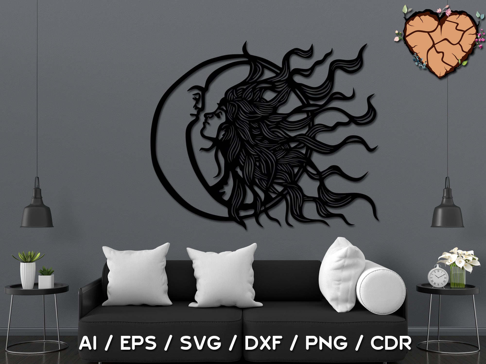 Wall Panel Dxf Moon Moon Svg Dxf File for Cnc Cnc File - Etsy UK