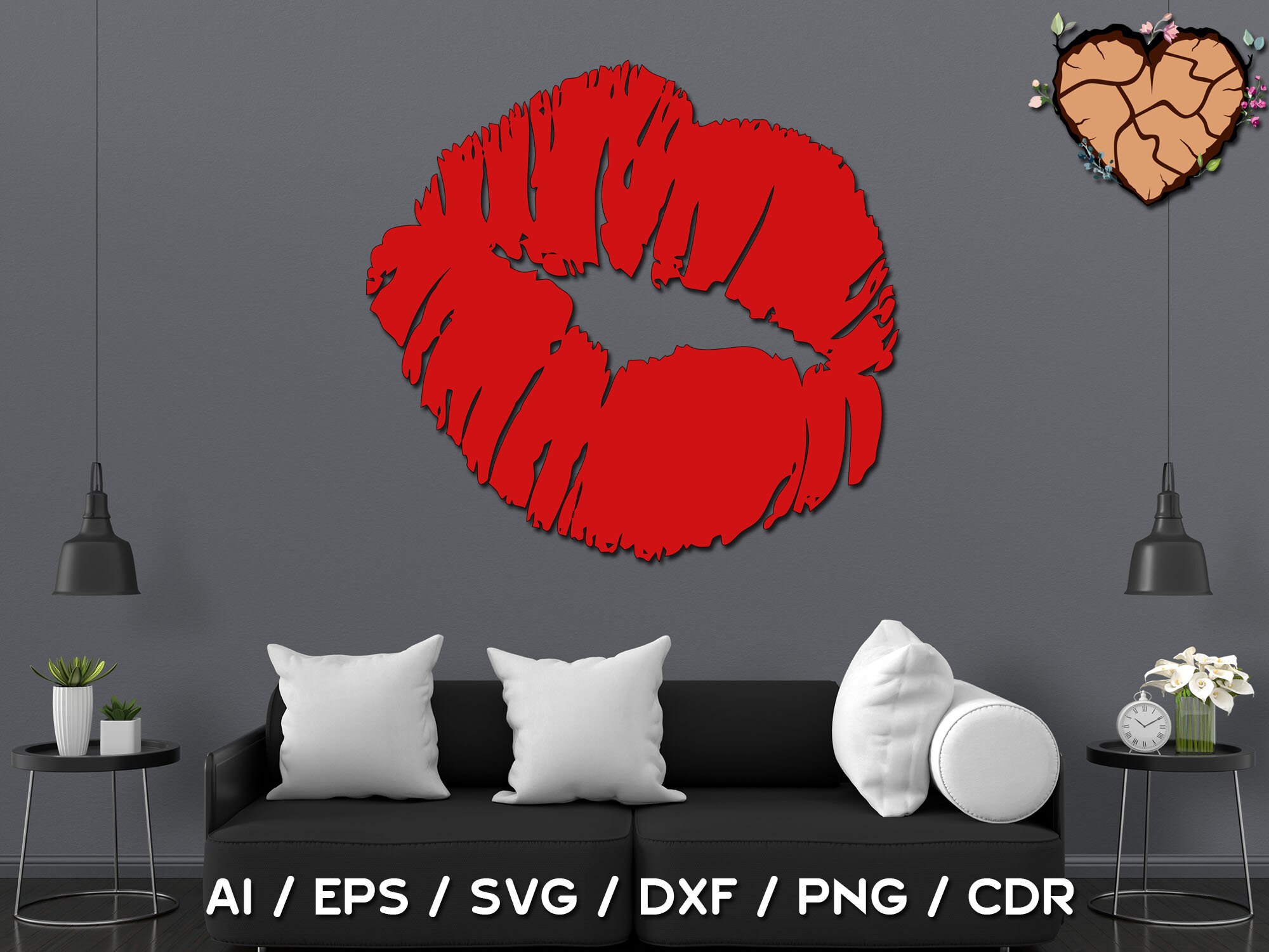 Wall Panel Kiss Kiss Svg Laser Cut File Cnc File Cnc Plan | Etsy