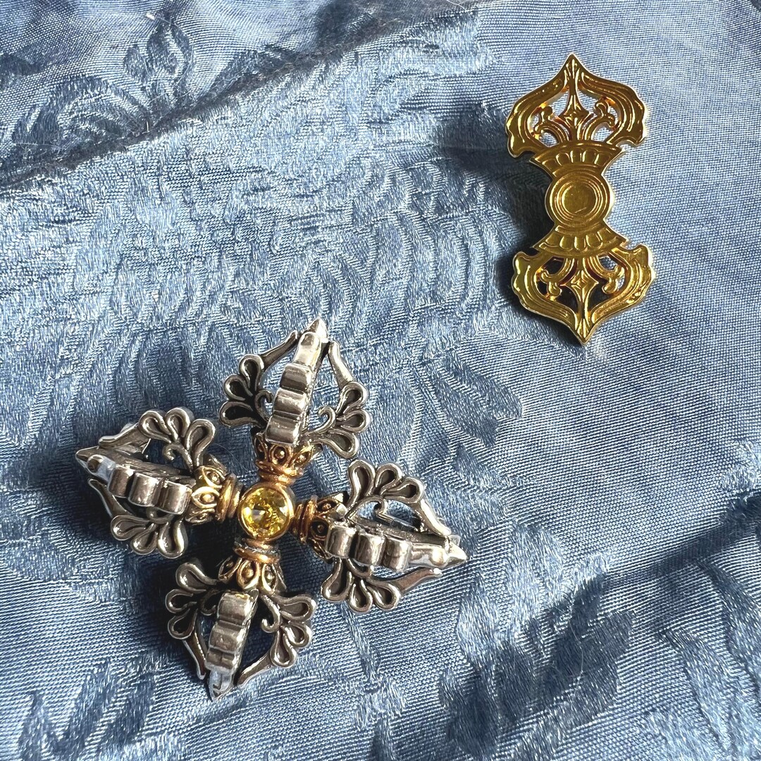 Tibet Tibetan Cross Vajra Badge, Tibetan Double Vajra Cross Pin ...