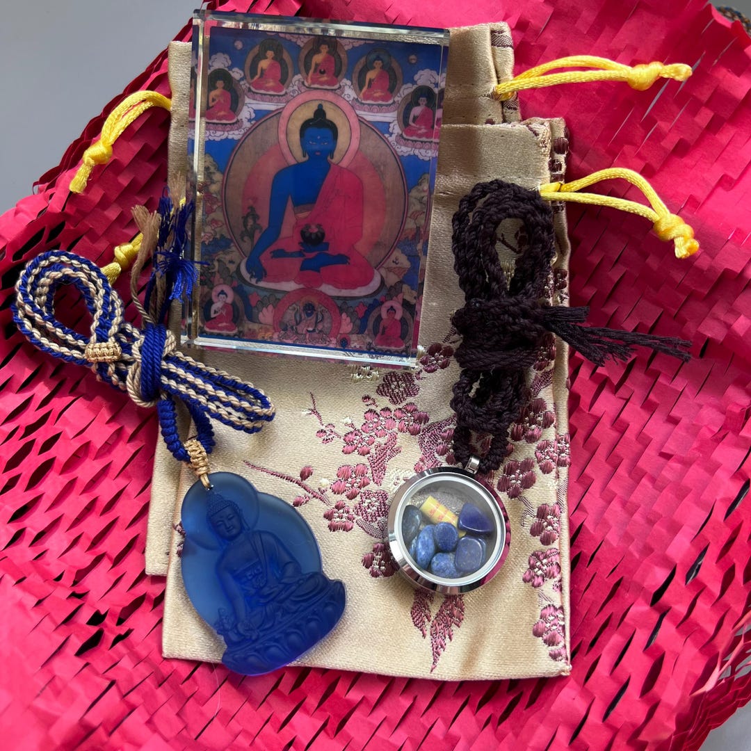 Meditation Gift Box-3 in 1, Crystal Chips Buddha Wish Box Necklace ...