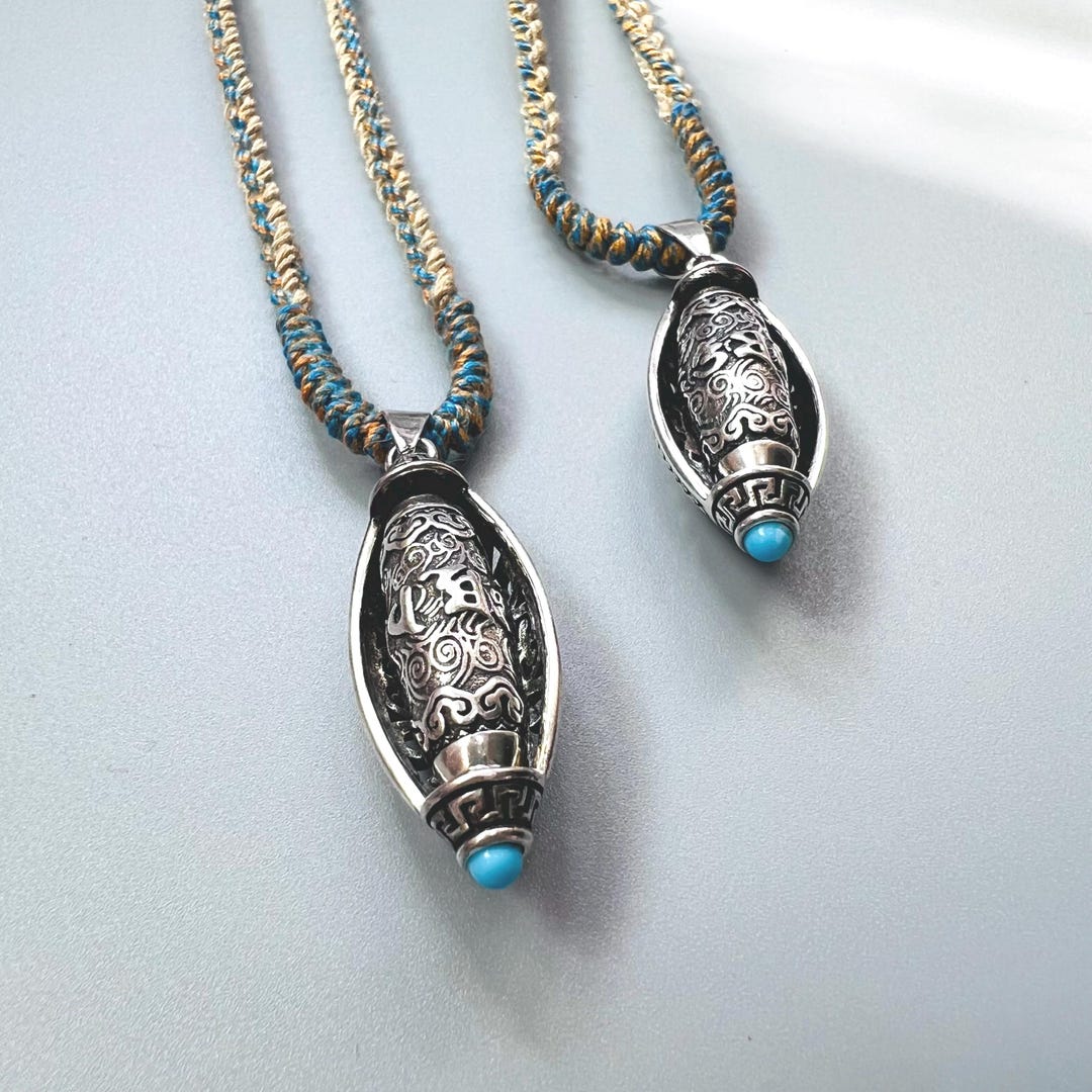 Rotatable Dharma Wheel Pendant: Tibetan Buddhist Stainless Steel ...