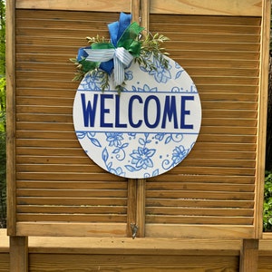 Blue and White Door Hanger - Etsy