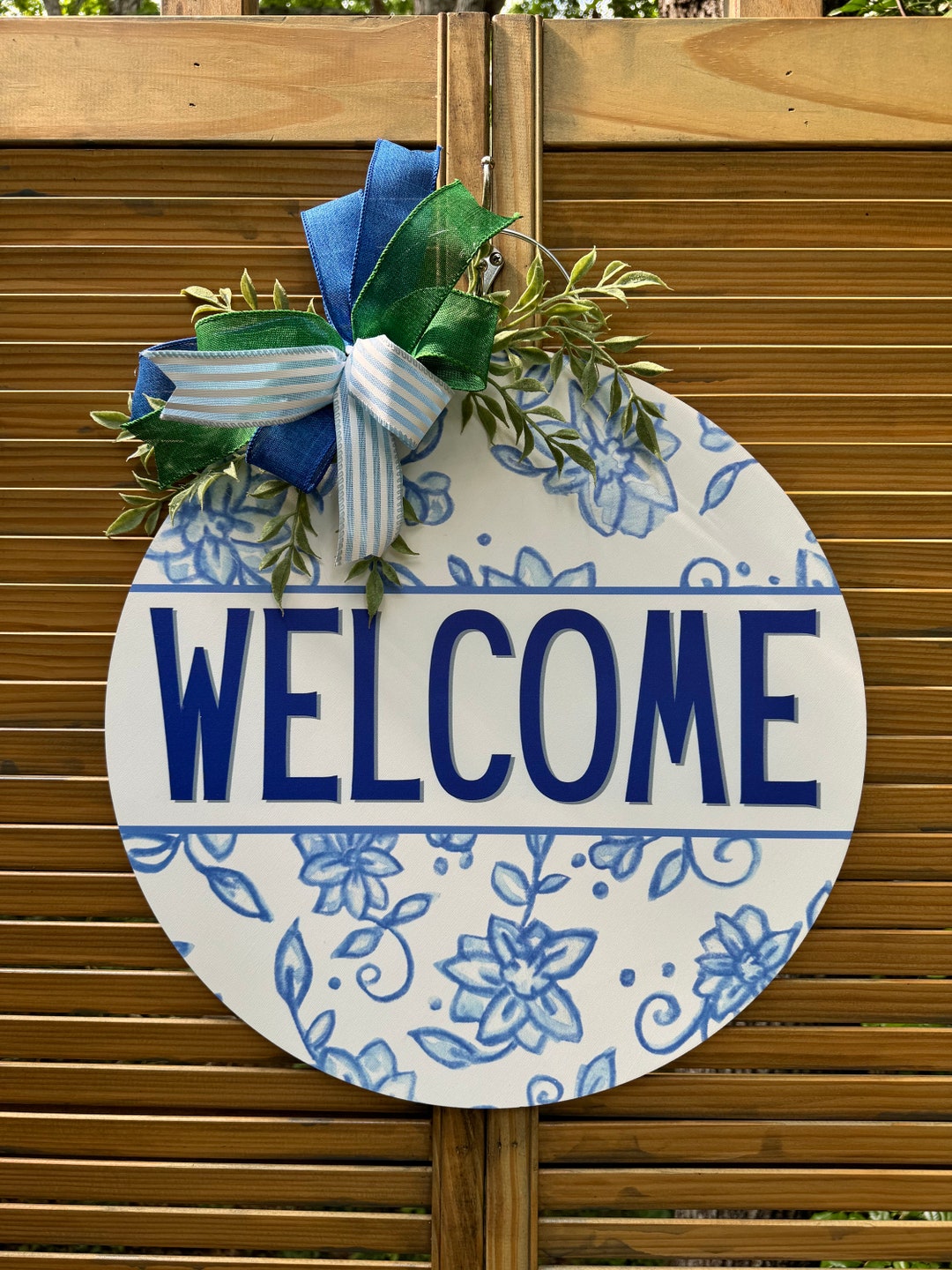 Blue and White Door Hanger - Etsy