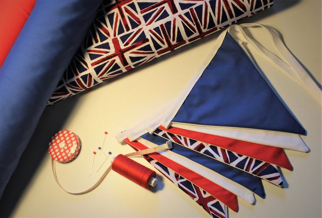 Red White Blue Union Jack Fabric Bunting UK Great Britain - Etsy UK