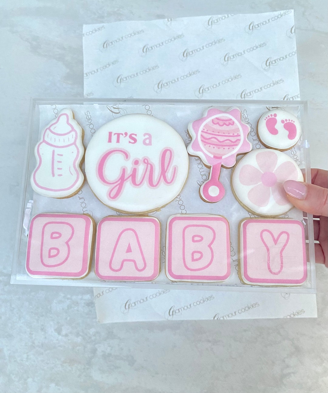 Baby Girl Cookies/ Acrylic Gift Box/ Kosher Cookies/ Baby Shower ...