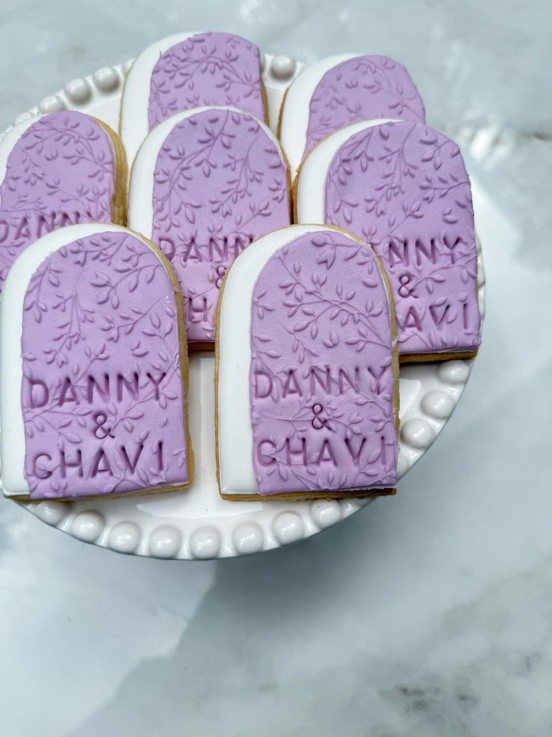 Floral Arch Name Cookies- Fondant- One Dozen - Etsy