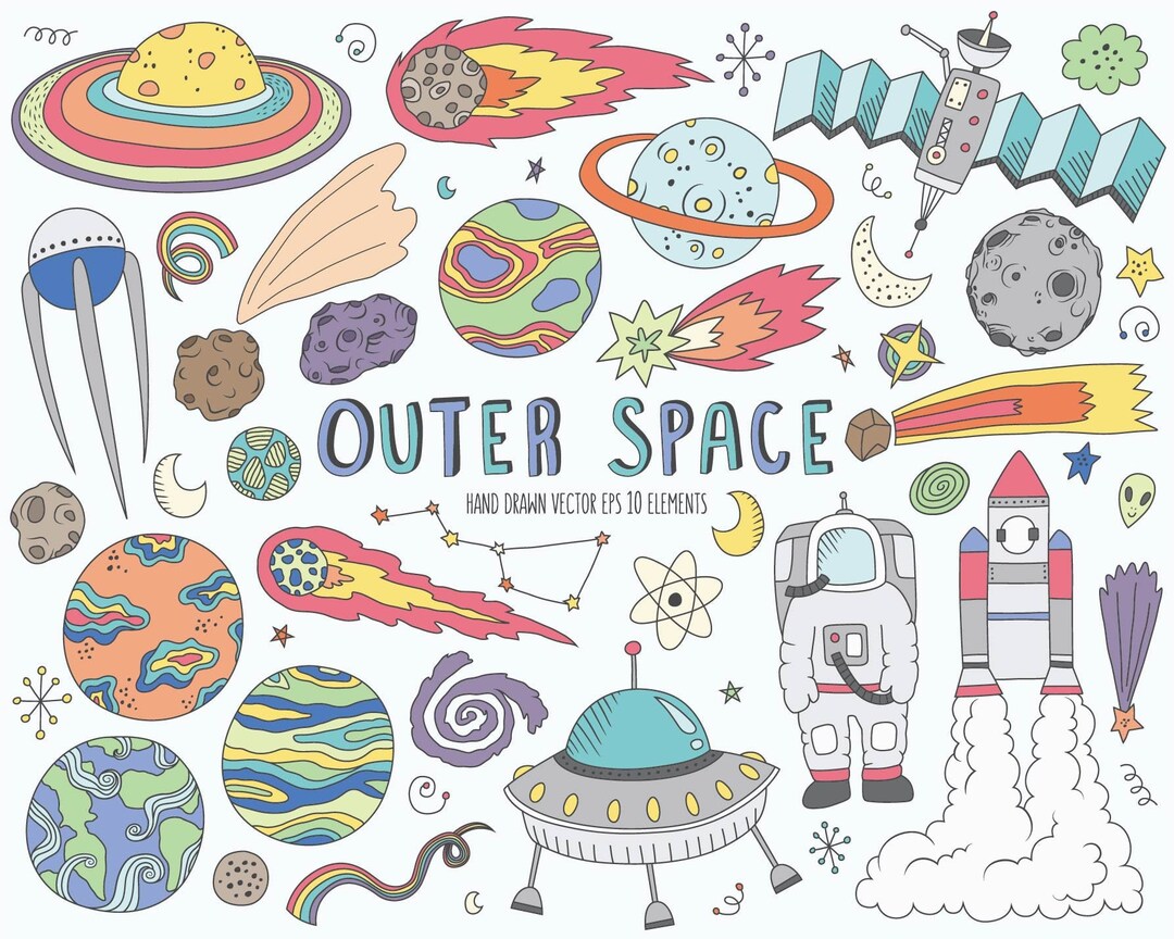 53 Outer Space Bundle, Celestial Clipart, Astronaut Clipart, Planet ...