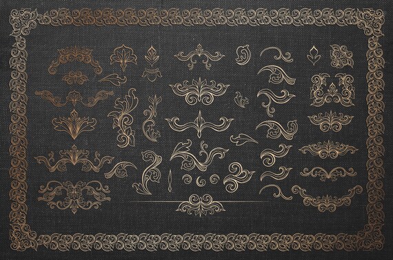 21 GOLD Flourish Frames Clip Art Digital Flourishes Clipart | Etsy