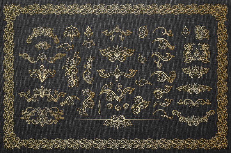 21 GOLD Flourish Frames Clip Art - Digital Flourishes Clipart - Diy ...