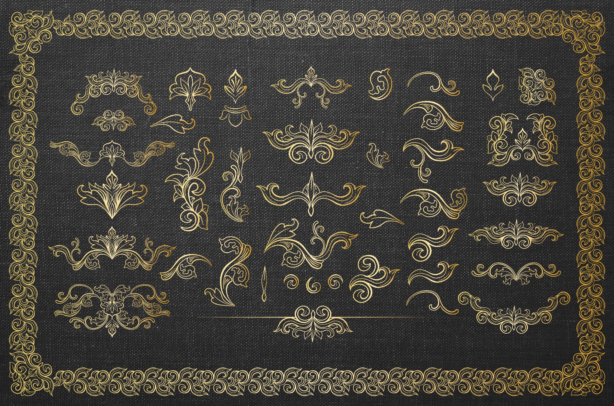 21 GOLD Flourish Frames Clip Art Digital Flourishes Clipart - Etsy