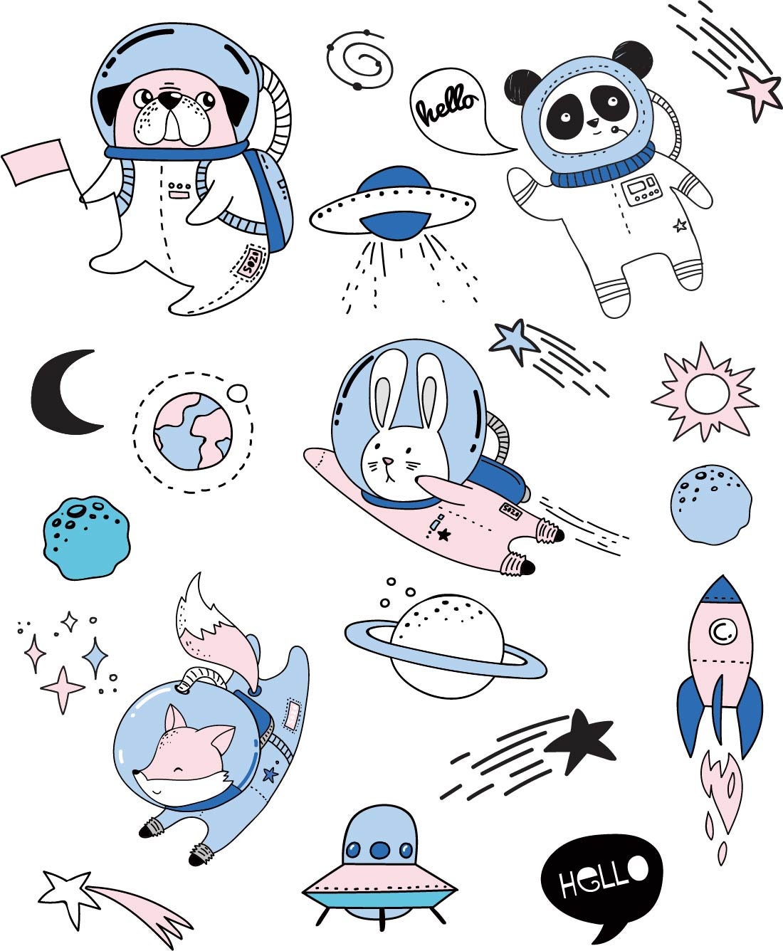 40 Black and Colorful Outer Space Bundle Celestial Clipart - Etsy