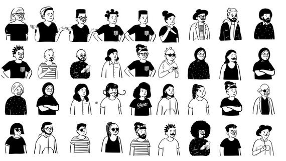 Hand-Drawn Portrait Cartoon Portrait DIGITAL-SVG-PNG | Etsy