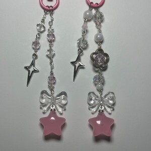 Pink Starry Skies Keychain | Handmade Dangle Beaded Pink Star Chain ...