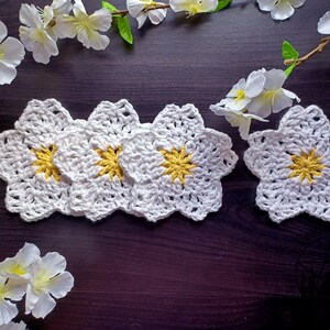 4pc Crochet Sakura Coasters - Etsy