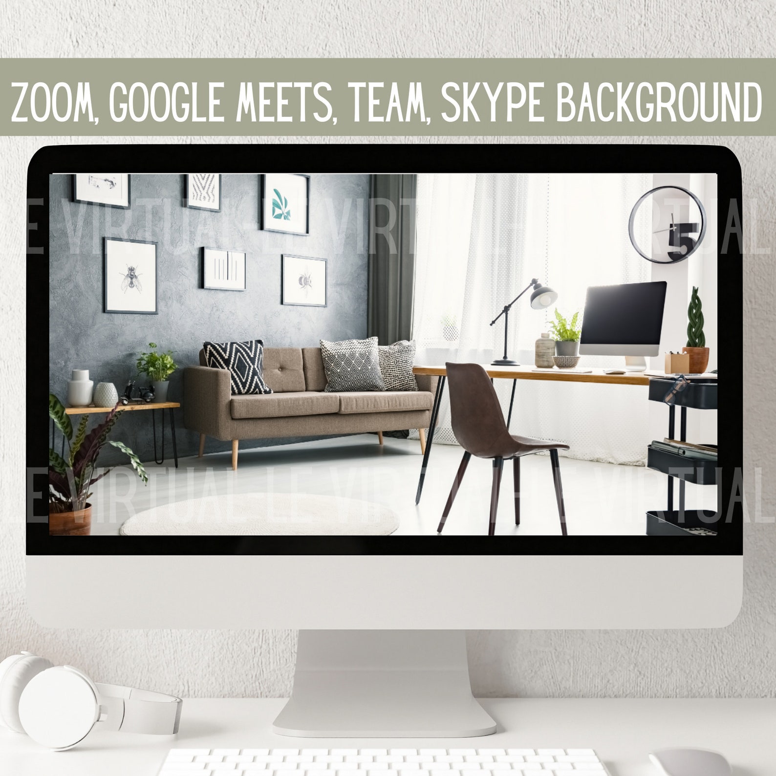 EDITABLE VIRTUAL BACKGROUND-Skype Zoom Google Meet | Etsy