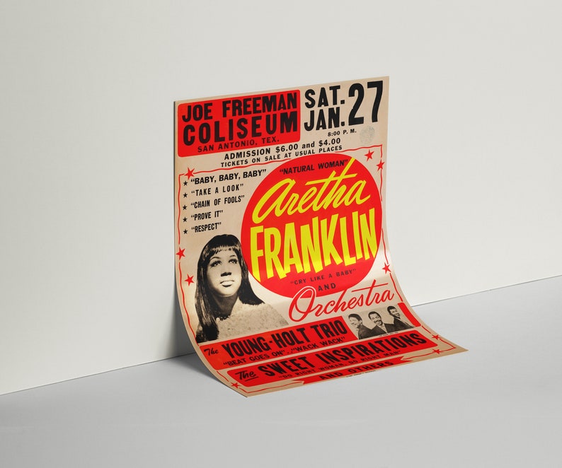 Retro Aretha Franklin Concert Poster: Vintage Music Wall Art - Etsy