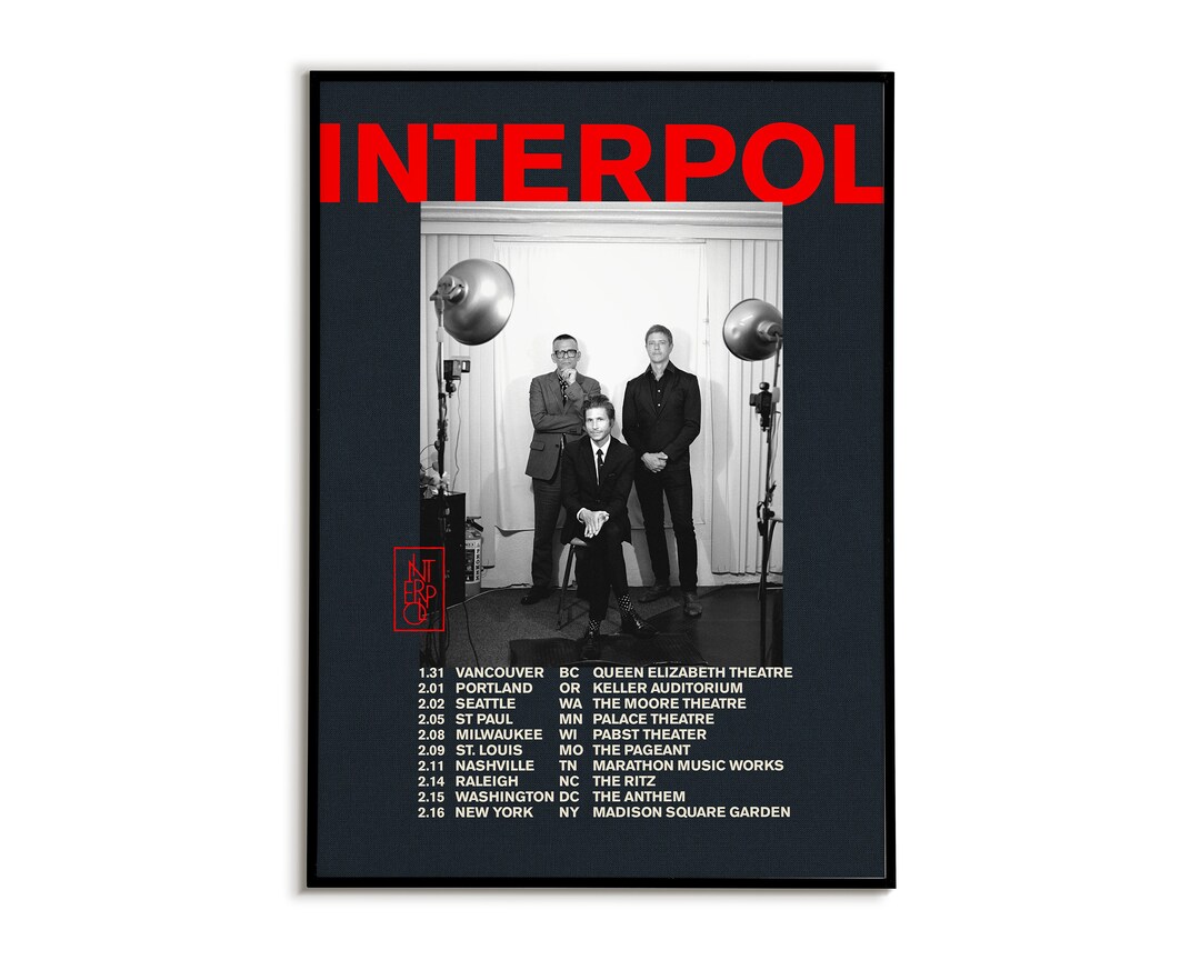 Interpol Poster - Canada and USA Tour Print, Rock Posters, Music Room ...