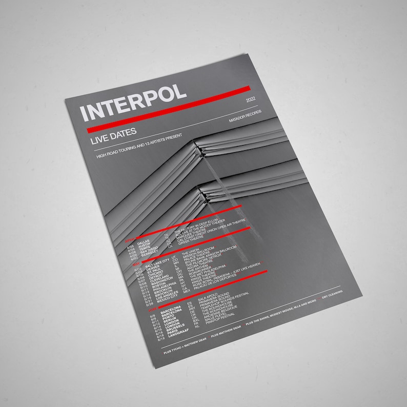 Interpol Tour Poster, Rock Posters, Modern Wall Art for Music Lovers - Etsy