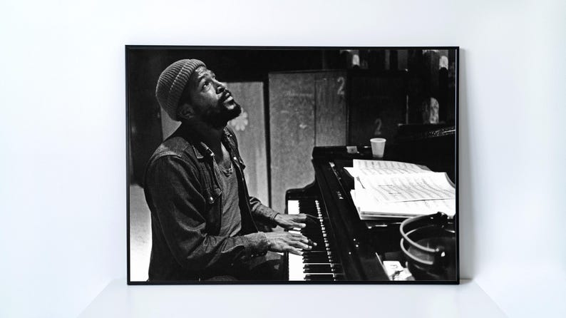 Marvin Gaye Poster: Black and White Piano Photo, 70s Music Icon - Etsy