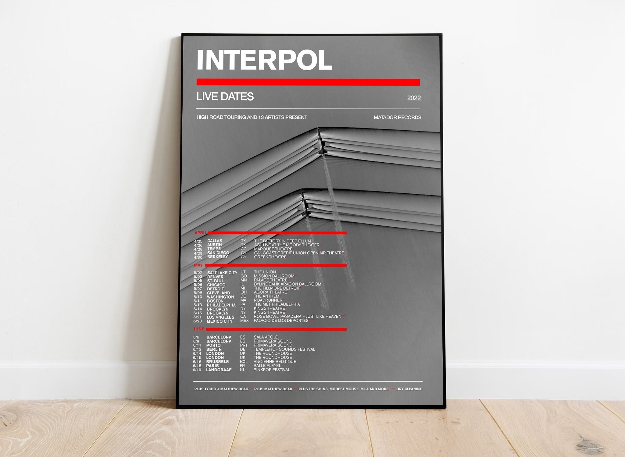 Interpol Tour Poster, Rock Posters, Modern Wall Art for Music Lovers - Etsy