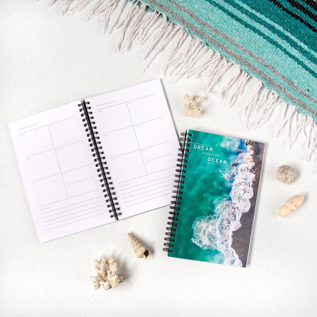 BF Weekly Monthly Planner Book -- Turquoise Ocean Waves Dream as Big as ...