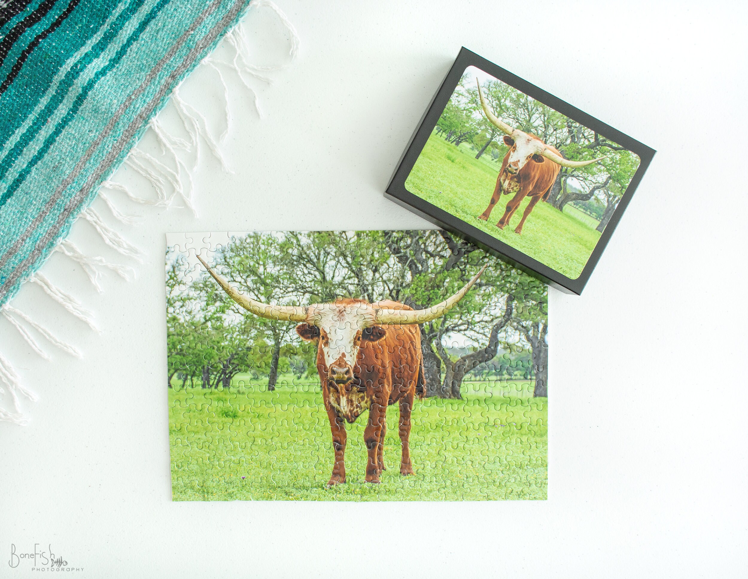 BF Puzzle Game Texas Longhorn Cattle Scene | Etsy