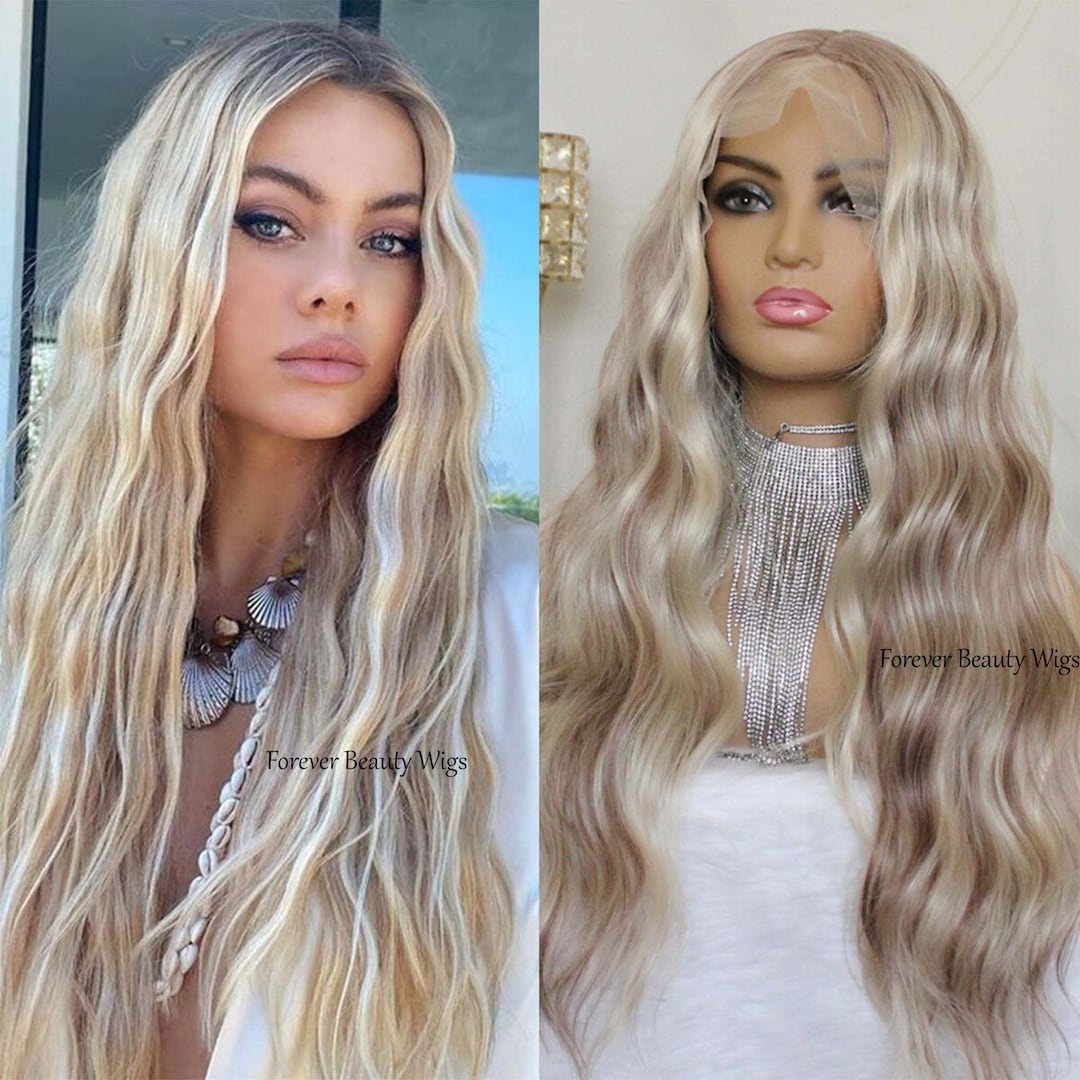 Blonde Brown Highlight Synthetic Wig, High Quality Fiber Like Human ...
