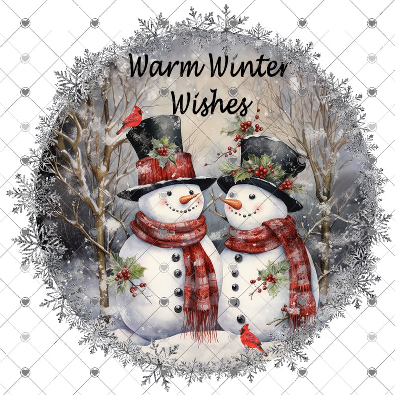 Warm Winter Wishes Snowman Designs, 3 Versions, Digital Download, , Png ...