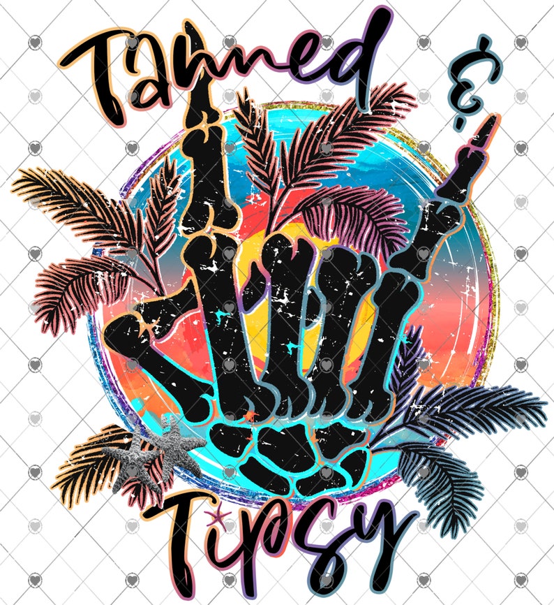 Tanned and Tipsy, Sunset and Palm Trees Design, Funny Shirt Design ...