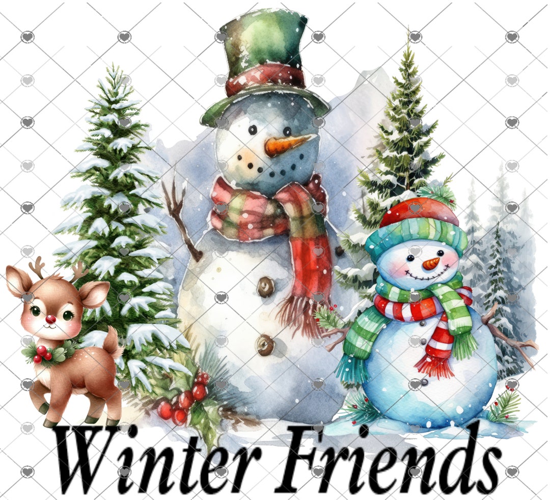Winter Friends, Merry Christmas Snowman, Deer, Christmas Download, 2 ...
