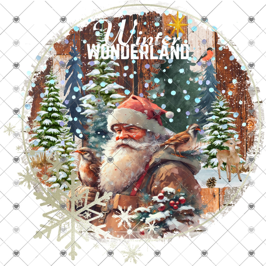 Winter Wonderland, Rustic Santa Clause, Nature Scene, 2 Versions ...