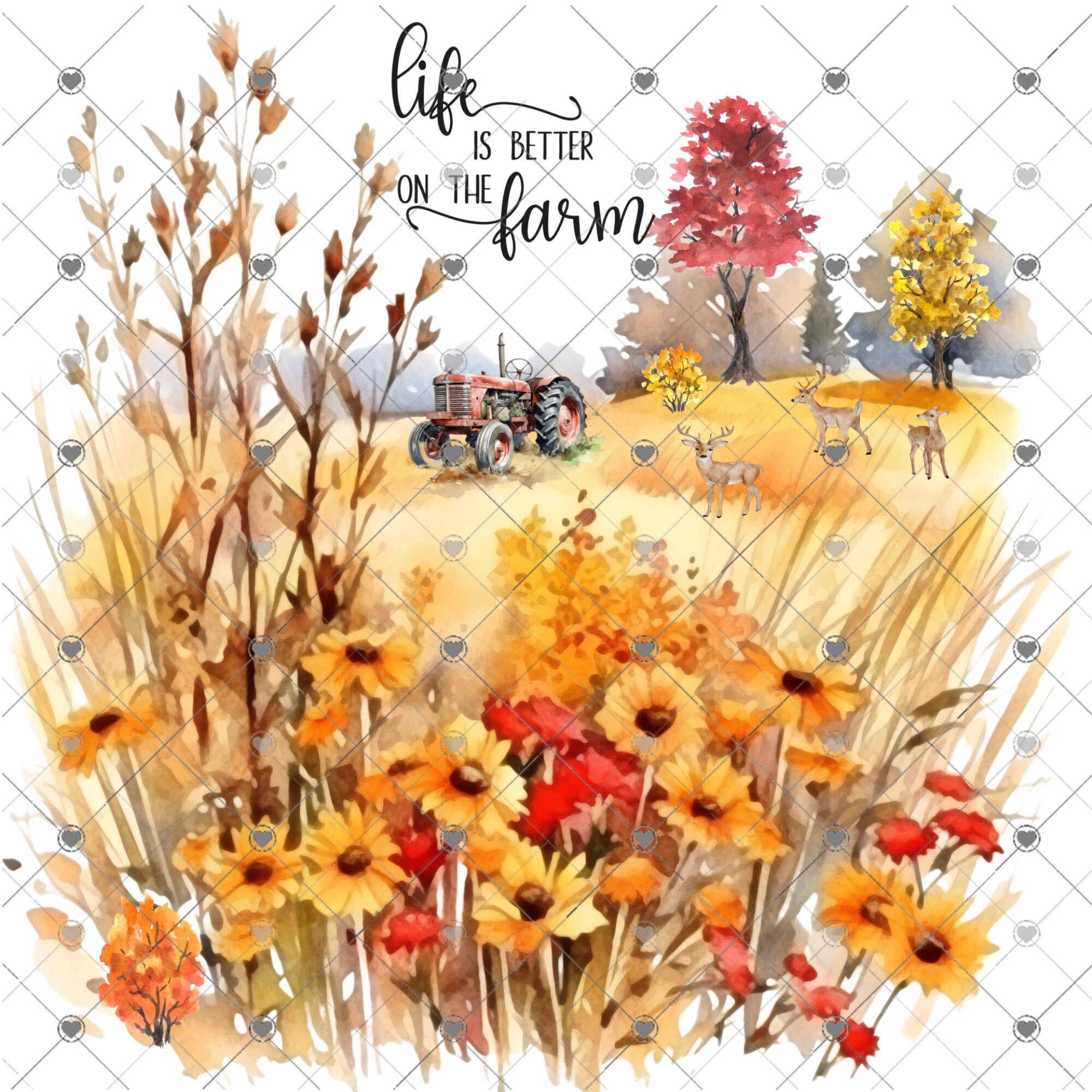 Life is Better on the Farm, Tractor, Colorful Trees, Fall Scene ...