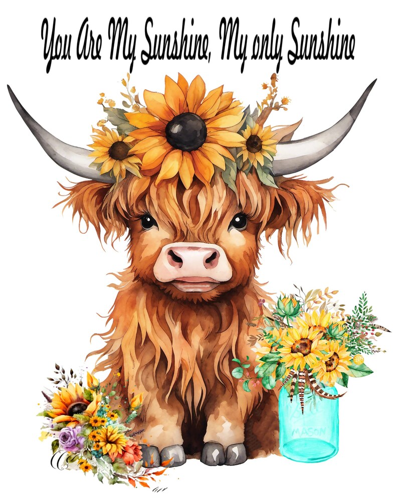 Highland Cow, Sunflowers, You Are My Sunshine Png, Download, Door Png ...