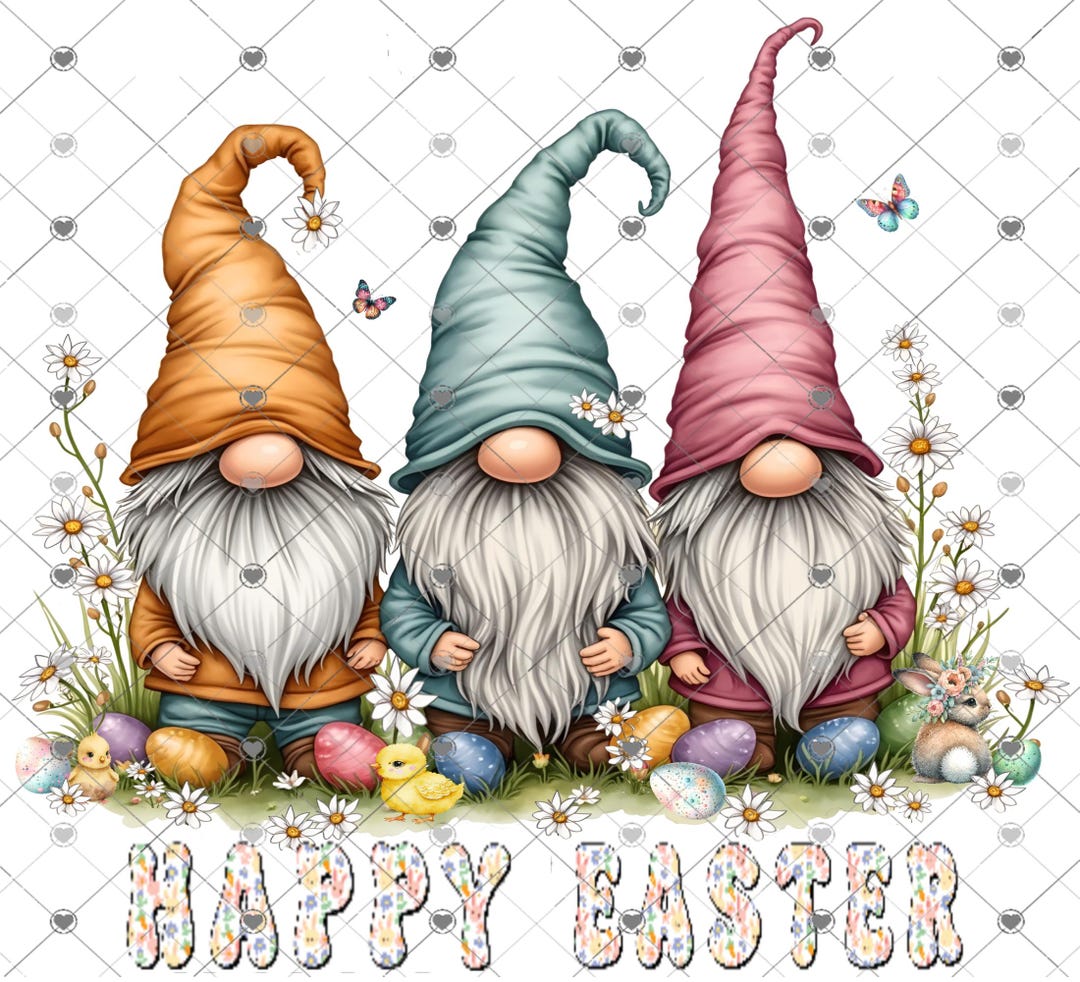Happy Easter Gnomes, Bunny, Chicks, Flowers Spring Png Digital Download ...