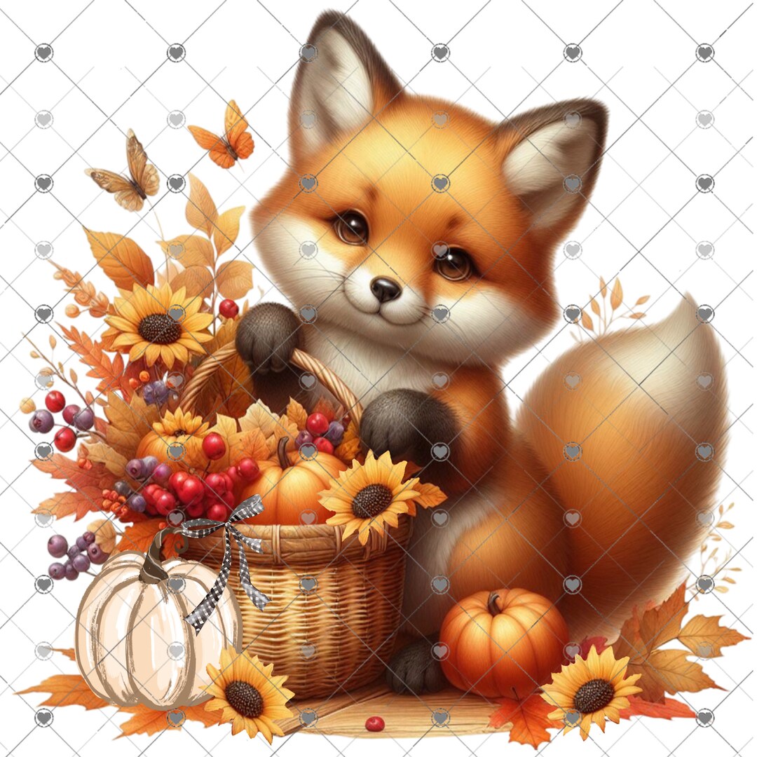 Adorable Fox With Sunflowers Fall Png, Fall Shirt Design, Digital ...