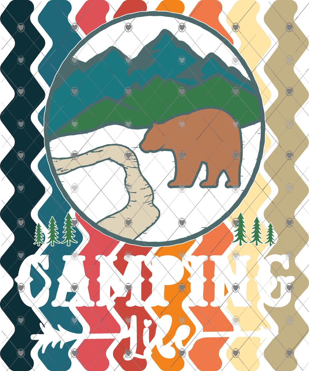 Camping Life, Bär und Berge Design, Shirt Design, digitaler Download ...