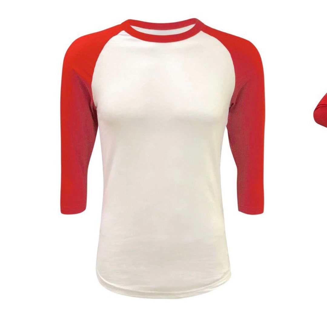 Red and White Unisex Raglan Shirt/ WITHOUT DESIGN. Raglan Blank - Etsy