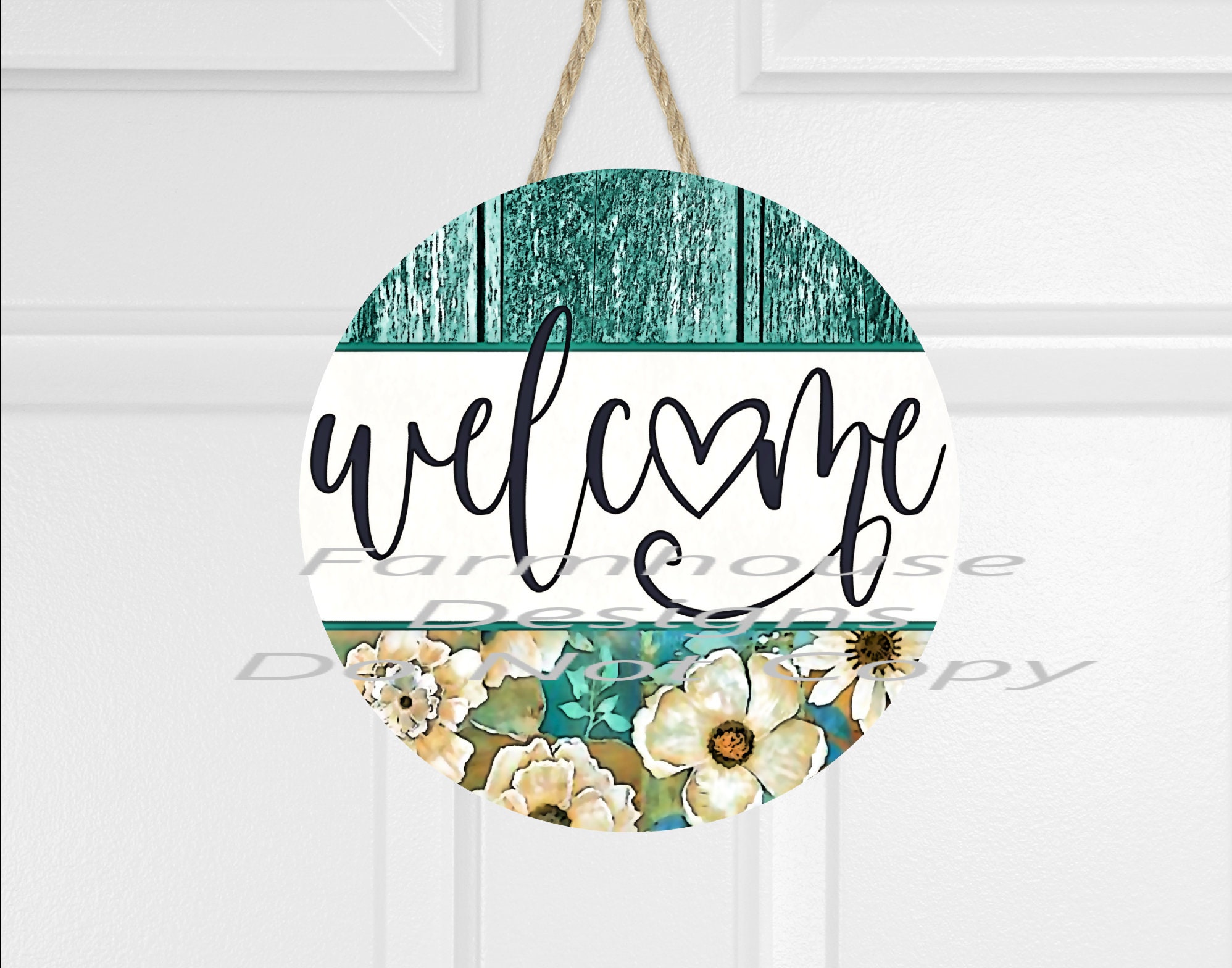 Welcome, Floral Door Sign, Spring Sign, Welcome Sign, Round Door Decor ...