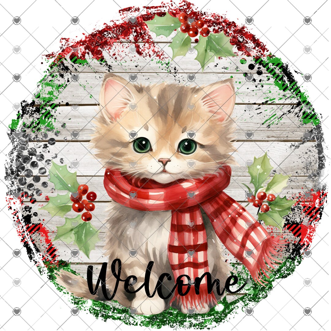 Welcome Sign, Cute Kitten, Christmas Download, Shirt Design, Png ...