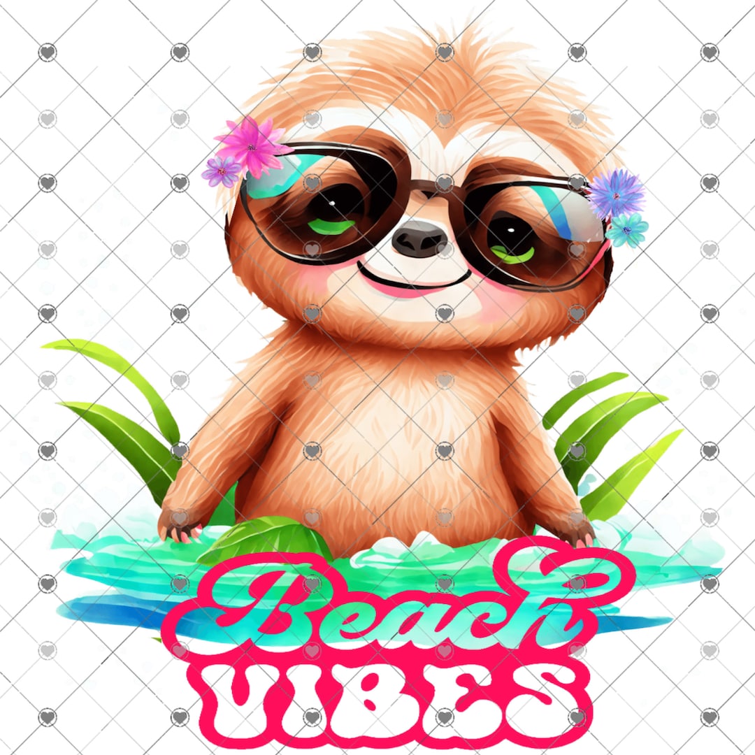 Beach Vibes Sloth Splashing Water, Kids Summer Design, Funny Shirt ...
